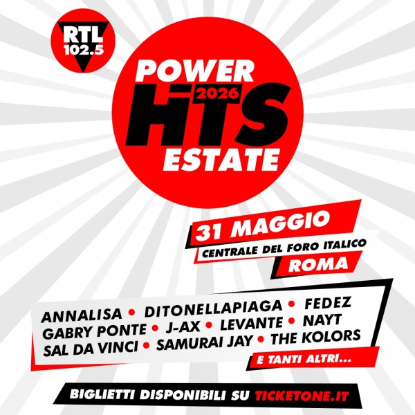 RTL 102.5 Power Hits Estate 2026: Annalisa, Ditonellapiaga, Fedez ...