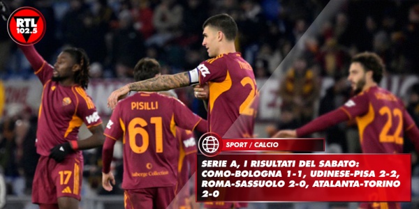 Serie A, Como-Bologna 1-1, Udinese-Pisa 2-2, Roma-Sassuolo 2-0 ...