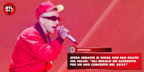 Sfera Ebbasta si scusa con fan salito sul palco: "Gli regalo un accredito per un mio concerto ...